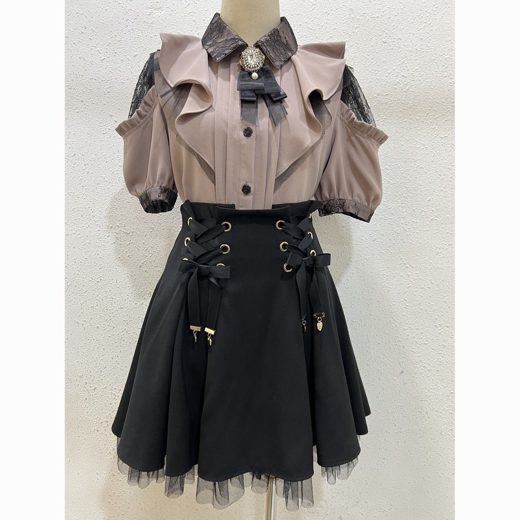 襯衫蘿莉塔日單rojita領結蕾絲有【】露肩蝴蝶結鑽 地雷珍珠送系 | 蝦皮購物