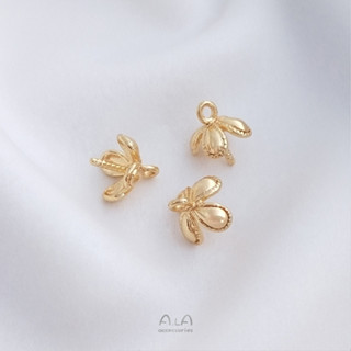 Ala- 14K包金保色四葉草花托半孔水晶珍珠托吊墜托手工diy粘珠飾品配件 | 蝦皮購物