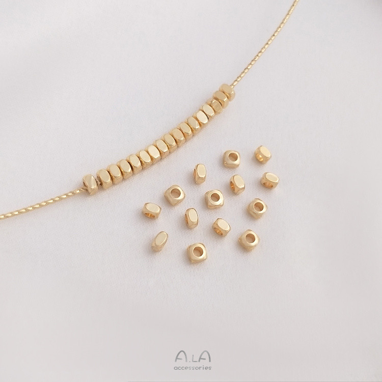 Ala- 14K包金保色切面扁方珠切角方形扁隔珠diy手工散珠手鍊項飾品配件 | 蝦皮購物