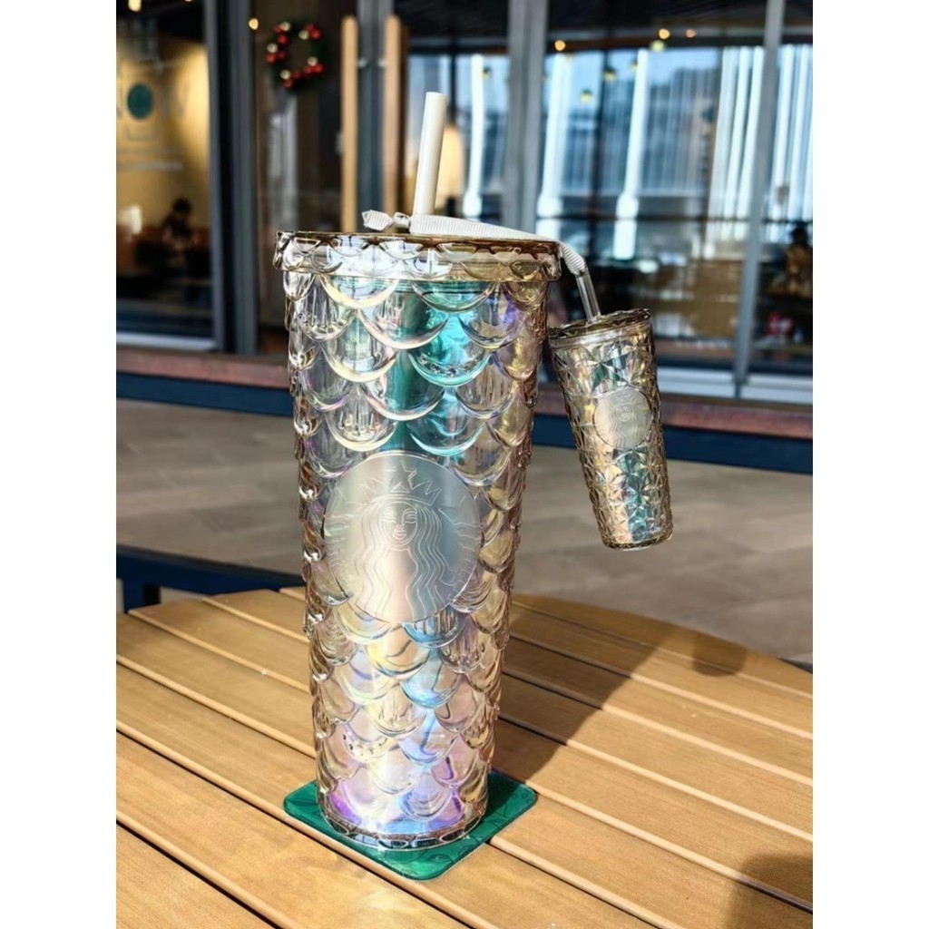 【24小时出货】星巴克2024龍年新品710ml炫彩榴蓮大容量塑膠吸管杯配迷你榴蓮掛 | 蝦皮購物