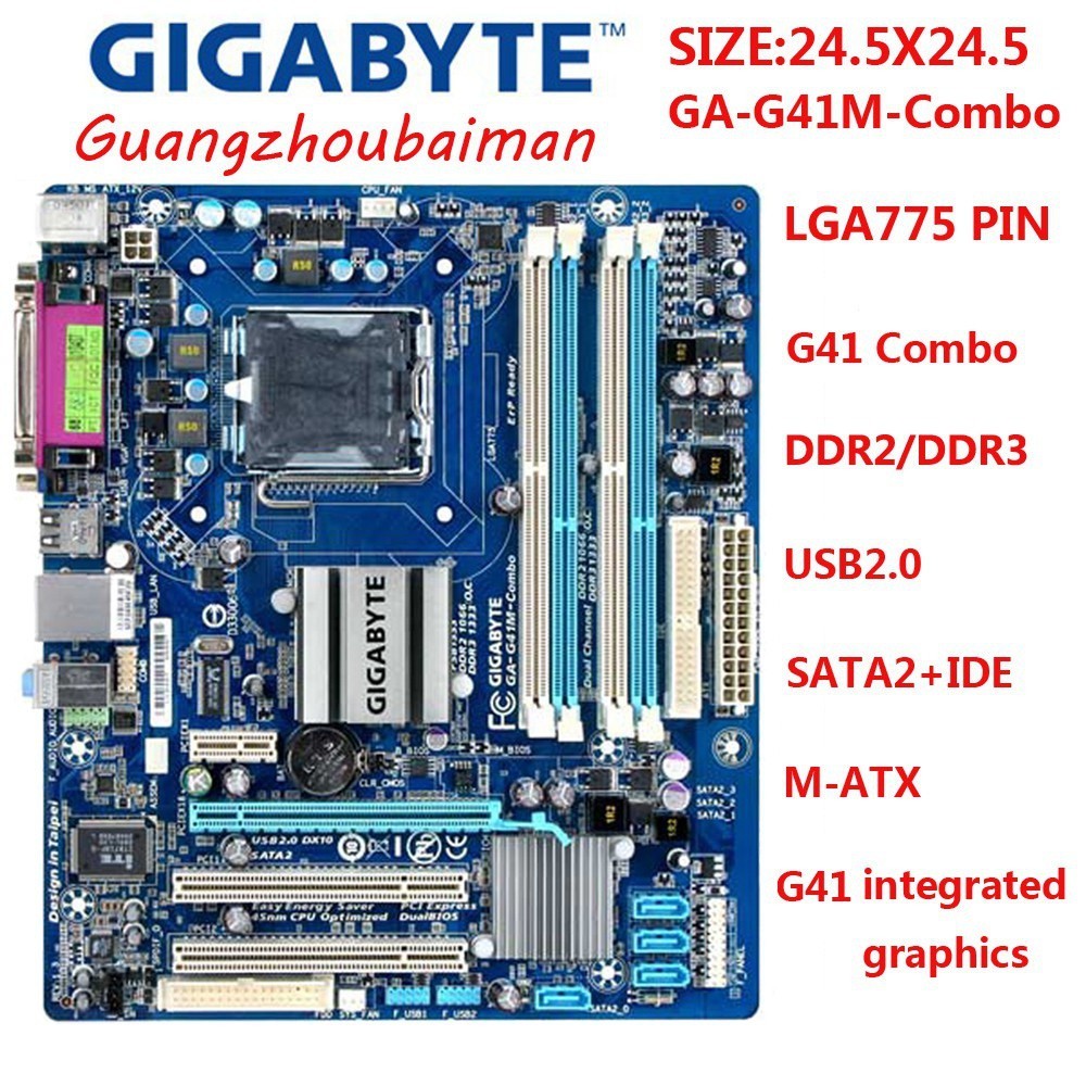 英特爾 二手技嘉 GA-G41M-Combo Intel G41 主板 LGA 775 DDR2 &DDR3 8G | 蝦皮購物