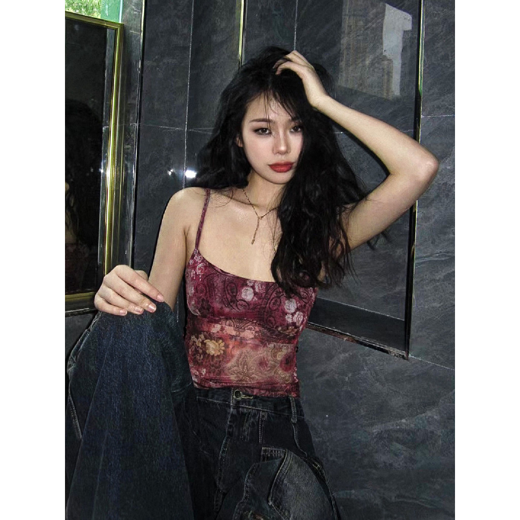 花丸丸FLOWER 吊帶背心 小可愛 內搭小背心 性感純欲 辣妹 碎花短版上衣 ig kol同款 | 蝦皮購物