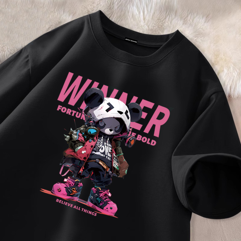 【台灣出貨 高品質】機械熊 男生t恤 印花t 240g重磅純棉短袖加大碼寬鬆短tee oversize圓領t夏季女生上衣 | 蝦皮購物