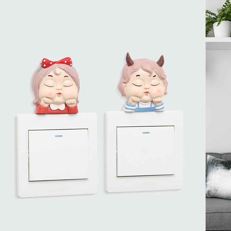 【ROOGO】如果 創意 樹脂 牆貼 卡通 開關貼 牆壁 開關板 美化 立體 裝飾品 | 蝦皮購物