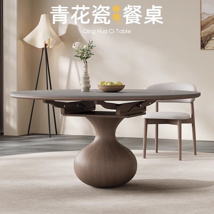 【開立發票】免運 實木岩板餐桌椅組合 可伸縮方圓兩用 現代簡約家用可拉伸摺疊飯桌椅 | 蝦皮購物