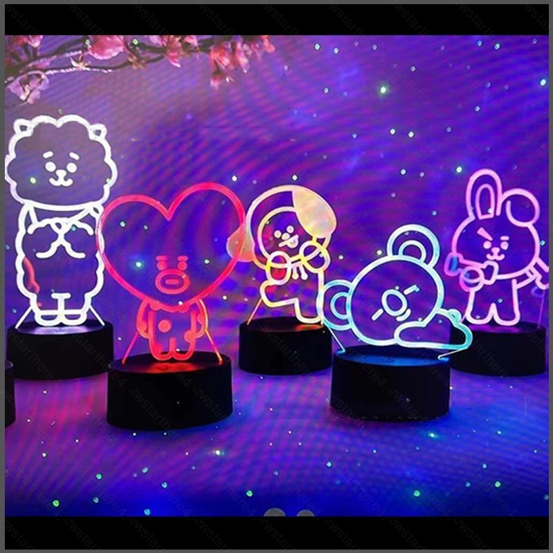 Ns4 BT21 小夜燈 BTS 燈遙控 LED 充電 USB 卡通照明臥室家居裝飾禮物送給粉絲 SN4 | 蝦皮購物