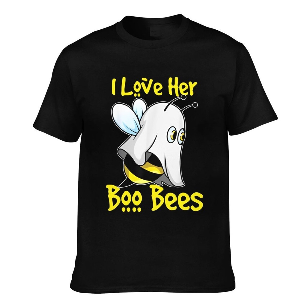 I Love Her Boo Bees 萬聖節時尚男士圖案印花 T 恤 | 蝦皮購物