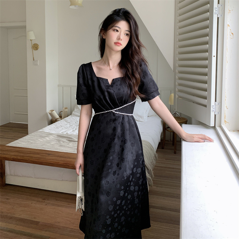 Miguo_實拍大碼女裝 復古時尚氣質溫柔少女通勤設計感修身長裙高檔提花連衣裙 | 蝦皮購物