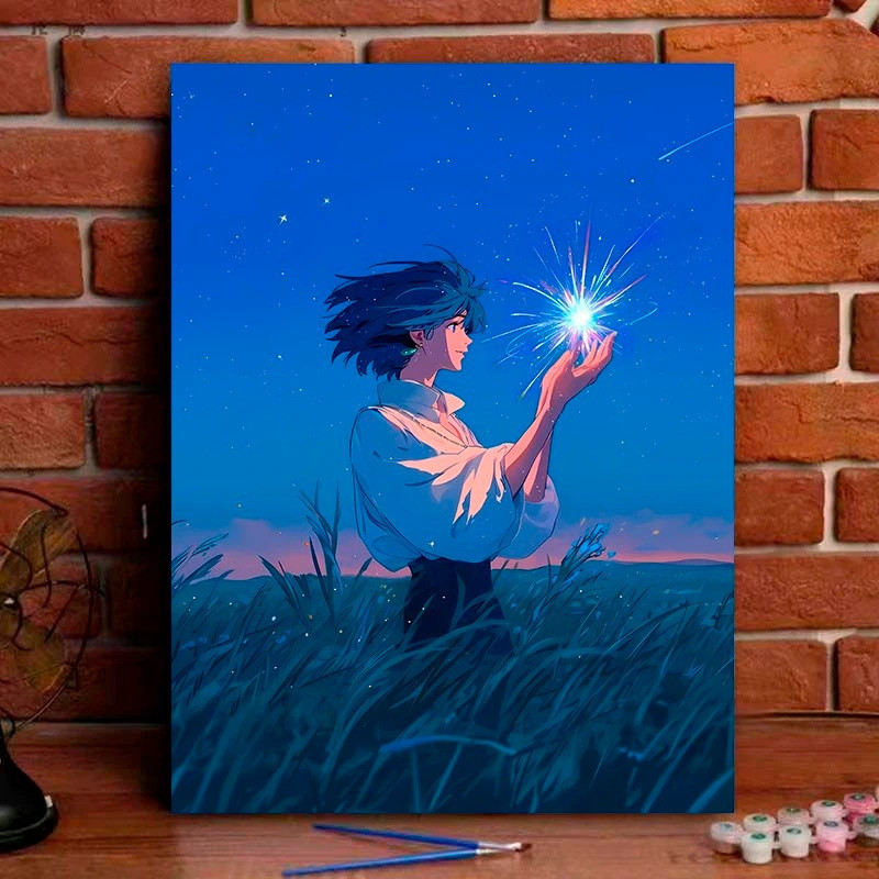 [40*50cm] DIY數字油畵/宮崎駿的移動城堡/你的名字/動漫風景/數字填色/亞克力裝飾畵 | 蝦皮購物