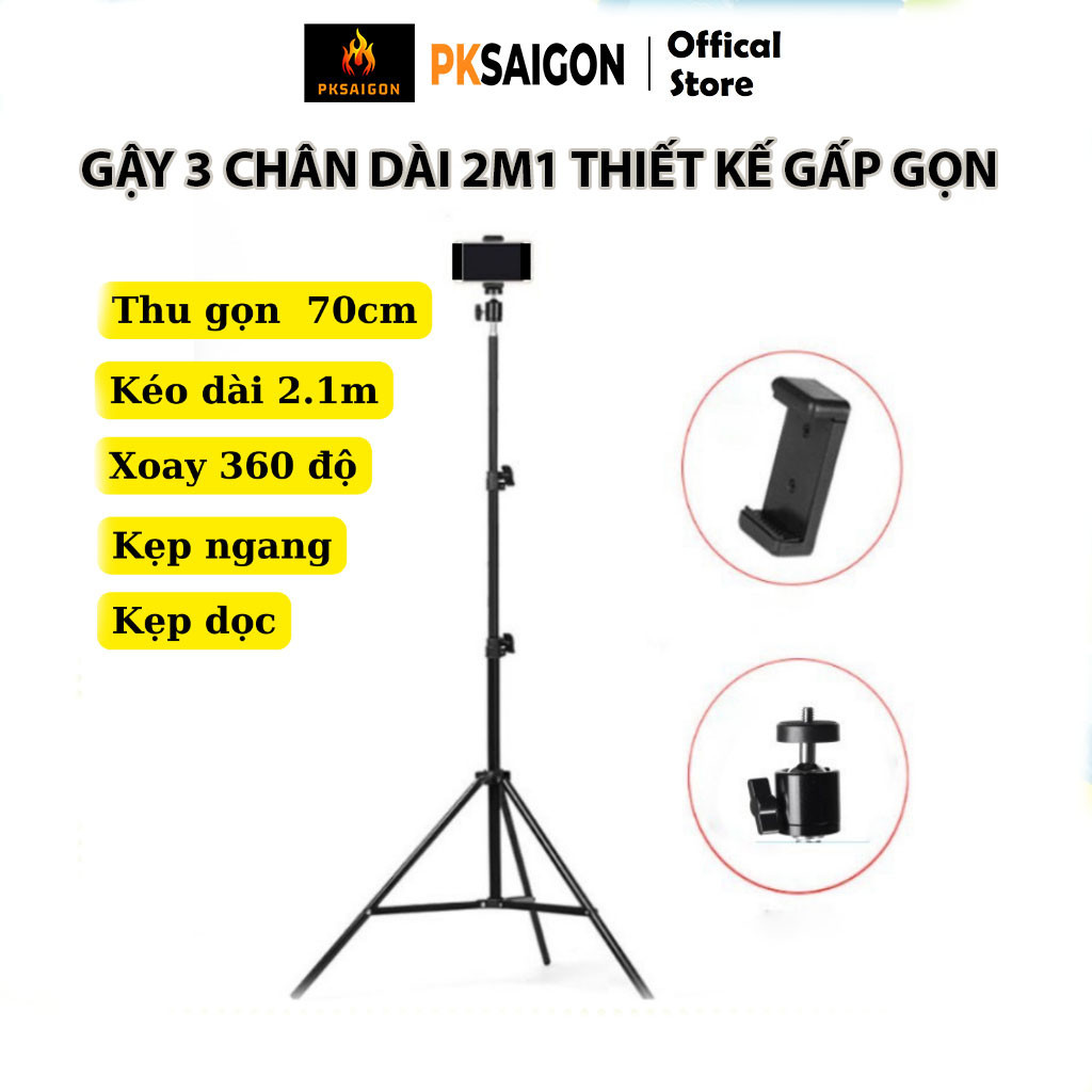 Pksaigon 3-Leg Livestream Stick 通過視頻三腳架,帶手機支架 2m1 PKSAIGON | 蝦皮購物