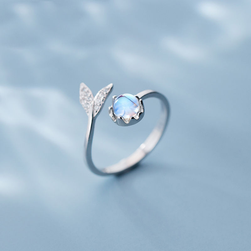 招財轉運魚戒指鑲嵌寶石琉璃甜美開口ins風潮小眾戒指女S925純銀 | 蝦皮購物