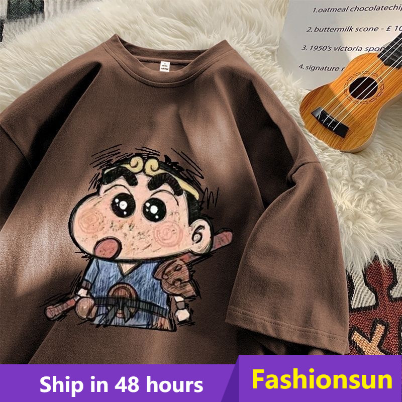 【M-8XL 情侶t恤】2025新款夏季日系蠟筆小新印花t恤純棉女中性大碼t恤時尚t恤 | 蝦皮購物