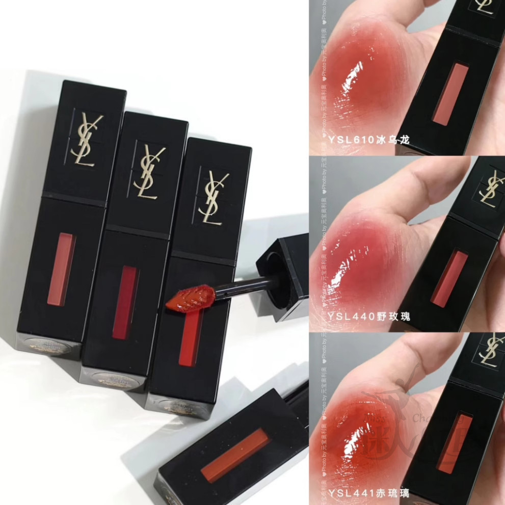 台灣出貨YSL 聖羅蘭水光唇釉2.8ml 黑管口紅 唇膏 唇彩 #440 610 441 中小樣試用裝 Mini 縮小版 | 蝦皮購物