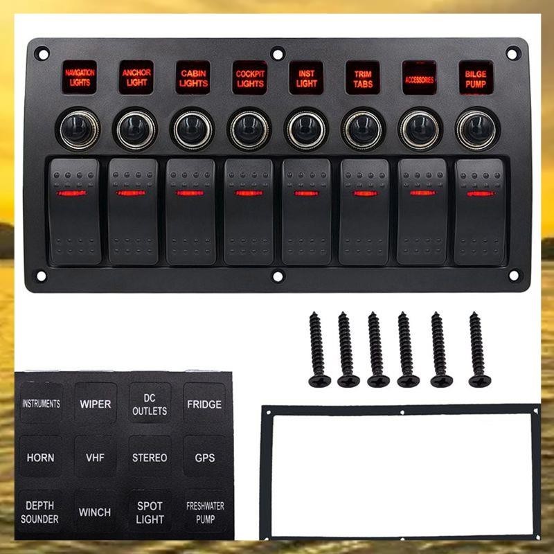 (Z H C T)Boat Car Marine Rocker Switch Panel 8 Gang 3PIN & 斷 | 蝦皮購物
