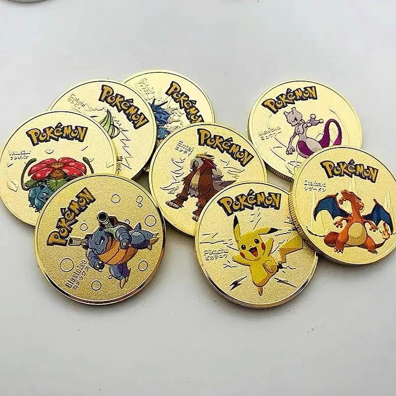 Pokemon commemorative coins Pokemon Pokemon Pikachu gold coi | 蝦皮購物