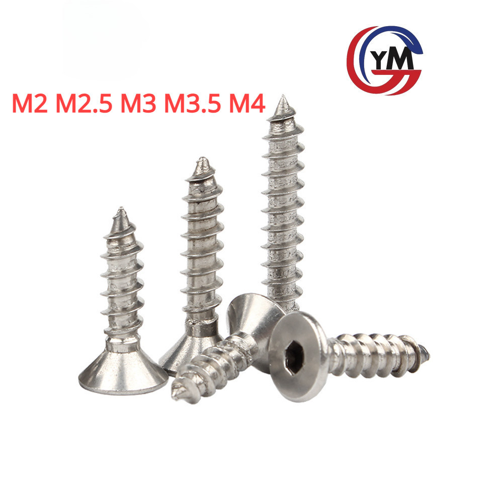 【YMH】M2M2.5M3M3.5M4 304不鏽鋼平頭內六角自攻螺絲 沉頭自攻螺釘 | 蝦皮購物