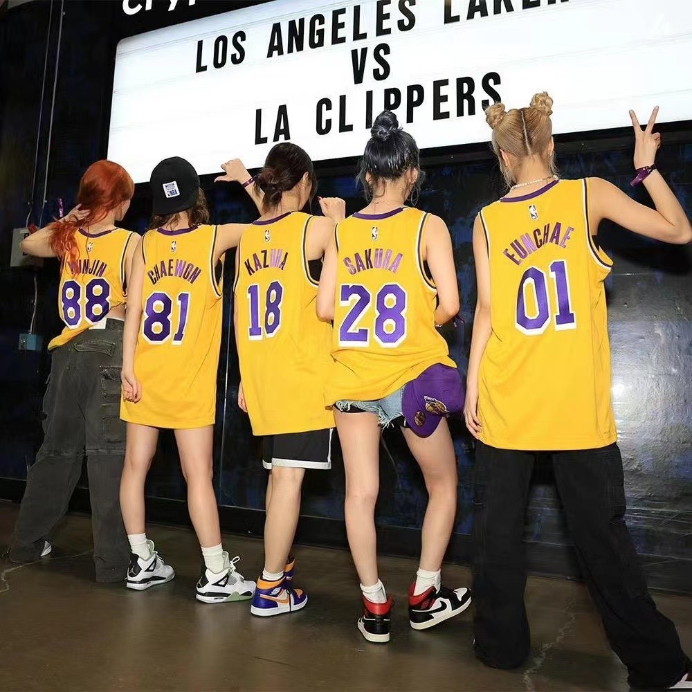 男女襯衫LE SSERAFIM女團同款湖人隊籃球球衣 NBA 88號YUNJIN球衣 | 蝦皮購物