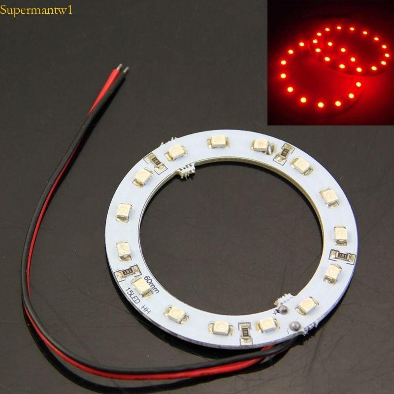 最佳 2x 12V 60MM 15 LED 3528 芯片 SMD 汽車天使眼亮紅色環形燈全新 | 蝦皮購物