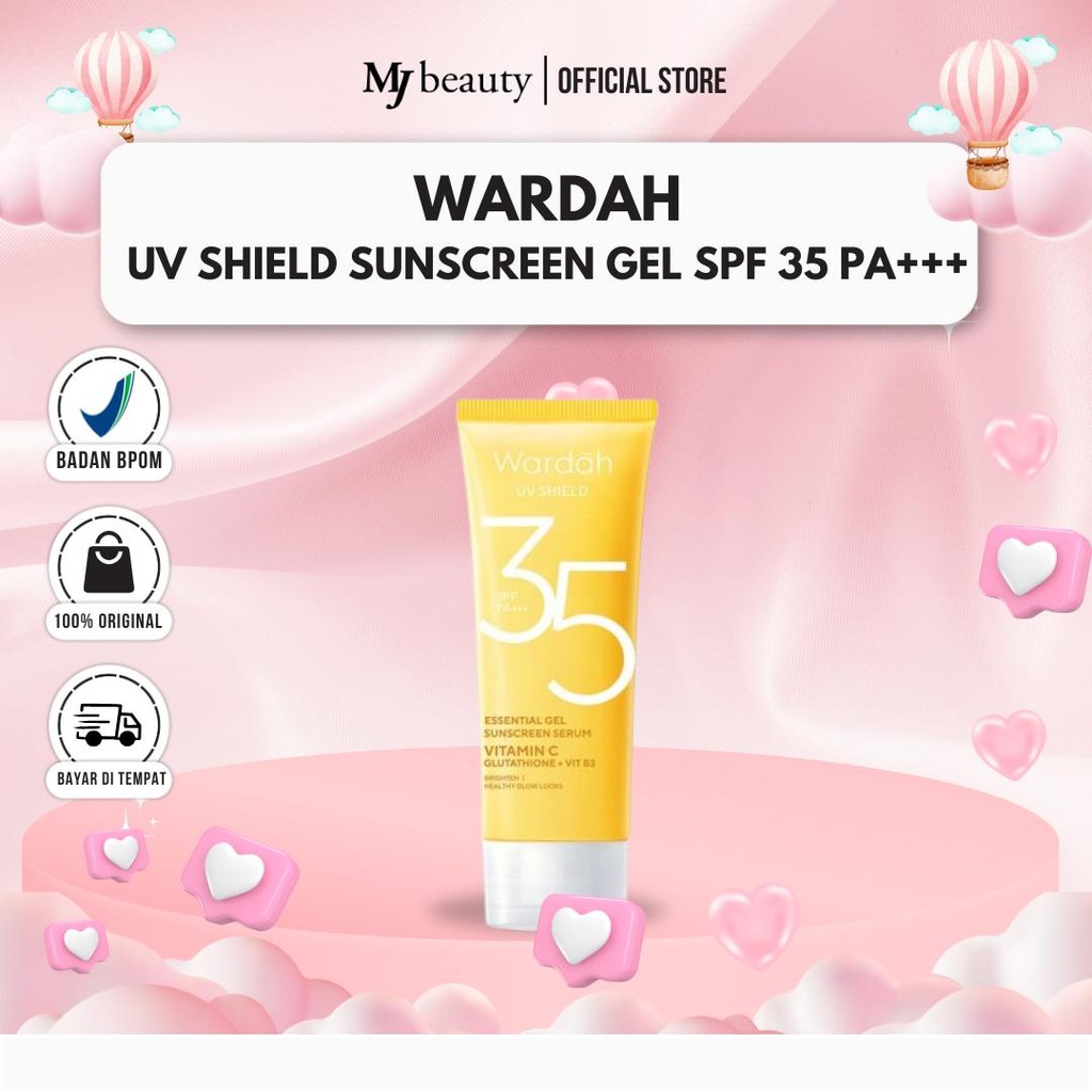 Wardah UV Shield Essential Sunscreen Gel SPF 35 PA 40 ml 面部防 | 蝦皮購物