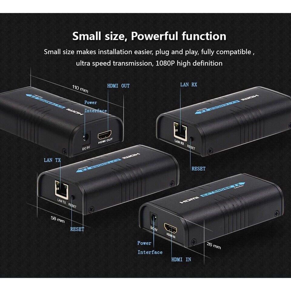 通過 Cat6 UTP STP 電纜 TX RX Via Cat5/Cat5e LAN 以太網 HDMI 發射器接收器通 | 蝦皮購物