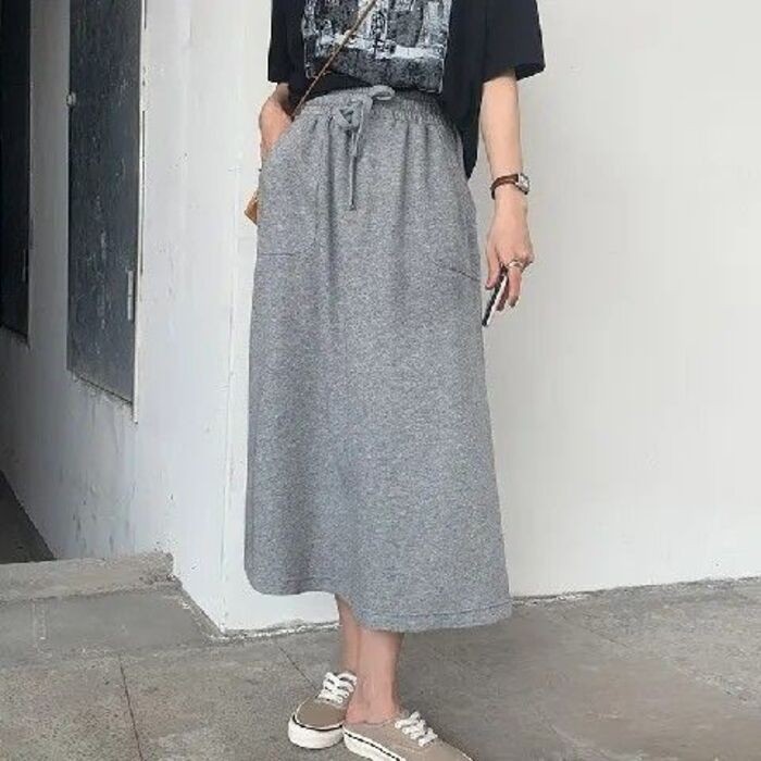 L-4XL 大尺碼半身裙中長款新款高腰遮跨顯瘦a字裙通勤長裙ins | 蝦皮購物