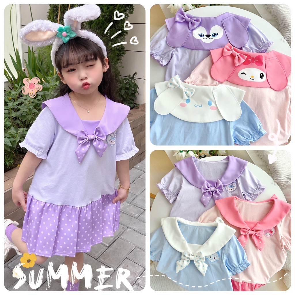 ️有貨 ️日系卡通夏季女童裝 女童短袖洋裝 可愛裙子 JK洋裝波點裙子 適合身高100~140cm | 蝦皮購物
