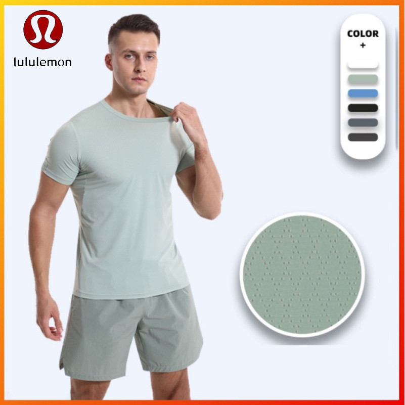 Lululemon 男士條紋運動 T 恤,剪裁修身,可拉伸,速乾,短袖,非常適合夏季鍛煉、跑步和箍。 438 | 蝦皮購物