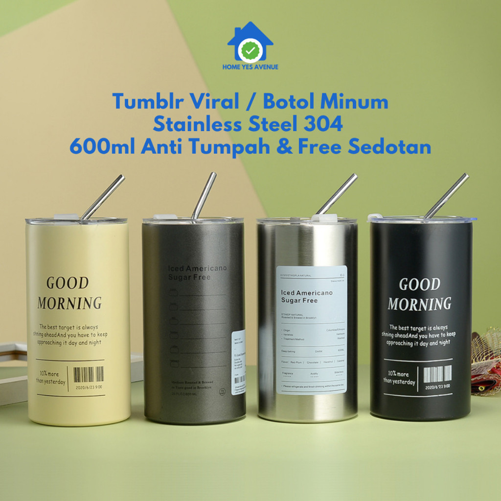 304 600ml 不銹鋼飲水瓶防溢出 Tumblr 病毒 600ml 無吸管 | 蝦皮購物