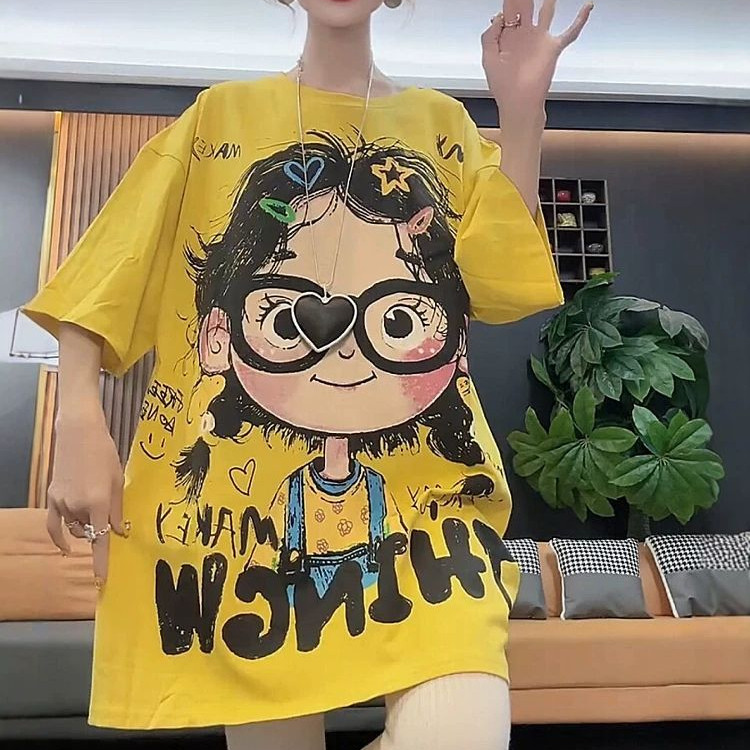 夏季新款設計感胖MM2-300斤加大尺碼字母印花寬鬆休閒遮肉短袖T恤女 | 蝦皮購物