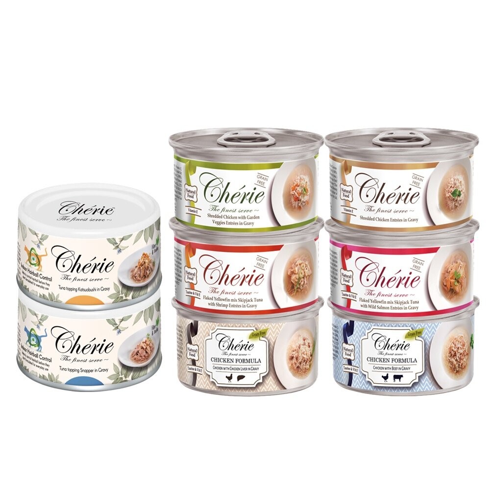 【24罐組】Cherie 法麗 微湯汁全系列 80g 內貓排毛配方 添加湯汁補水 低過敏源 貓罐頭♡喵王國寵物店♥ | 蝦皮購物