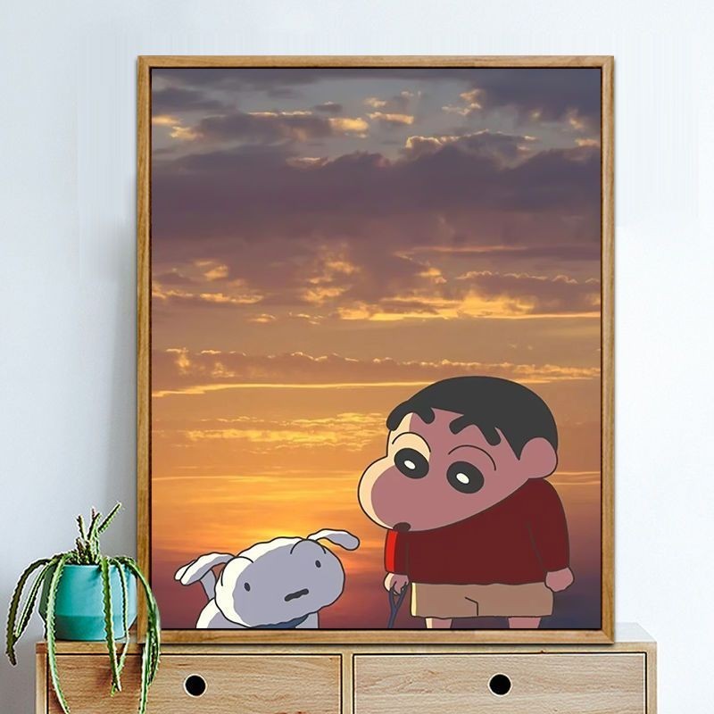 數字油彩畵diy蠟筆小新卡通填色可愛手工減壓塗色填充裝飾畵清倉 | 蝦皮購物