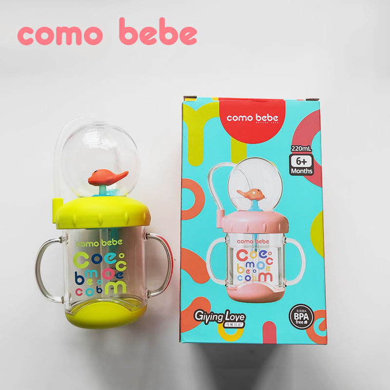Comobebe 噴泉飲水瓶 220ML BPA FREE Tritan 材料噴泉瓶海豚噴泉瓶 | 蝦皮購物