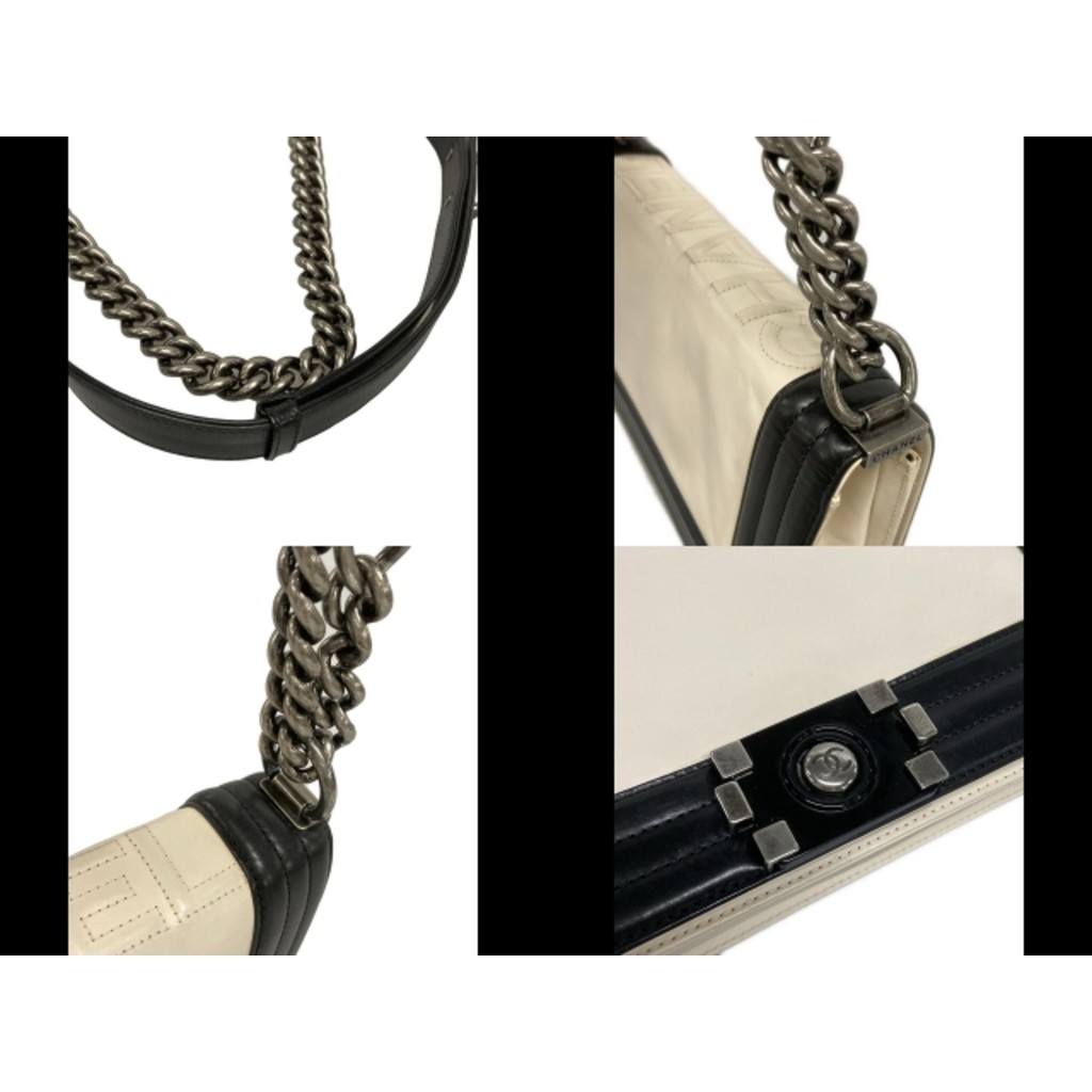Chanel 香奈兒 Vintage hLam A n H 肩背包 側肩包 銀 黑色 象牙 小羊皮 復古 日本直送 | 蝦皮購物