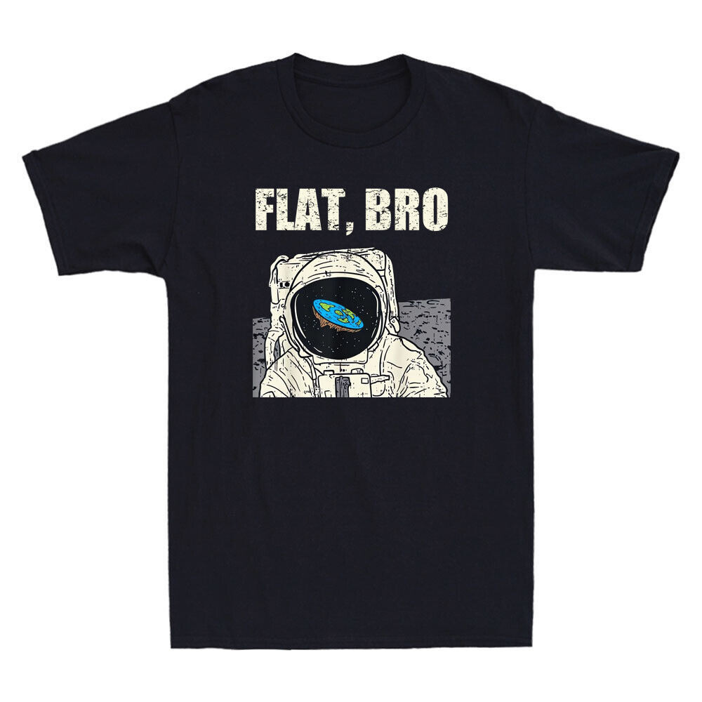 Flat Bro Astronaut Space 有趣的地球陰謀理論復古男式 T 恤 | 蝦皮購物