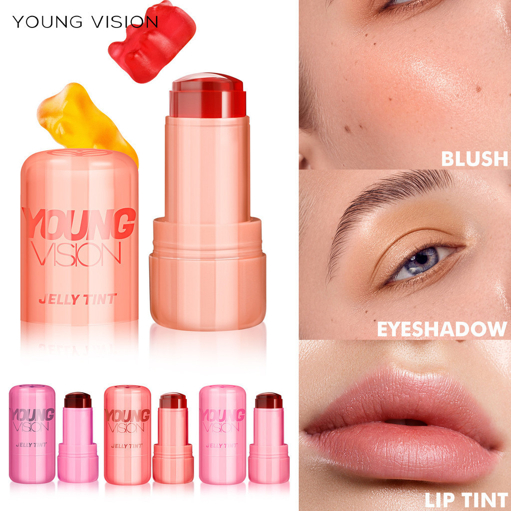 Young VISION 4Colors Jelly Tint Fack Blusher 保濕持久啞光胭脂臉頰輪廓唇膏水 | 蝦皮購物