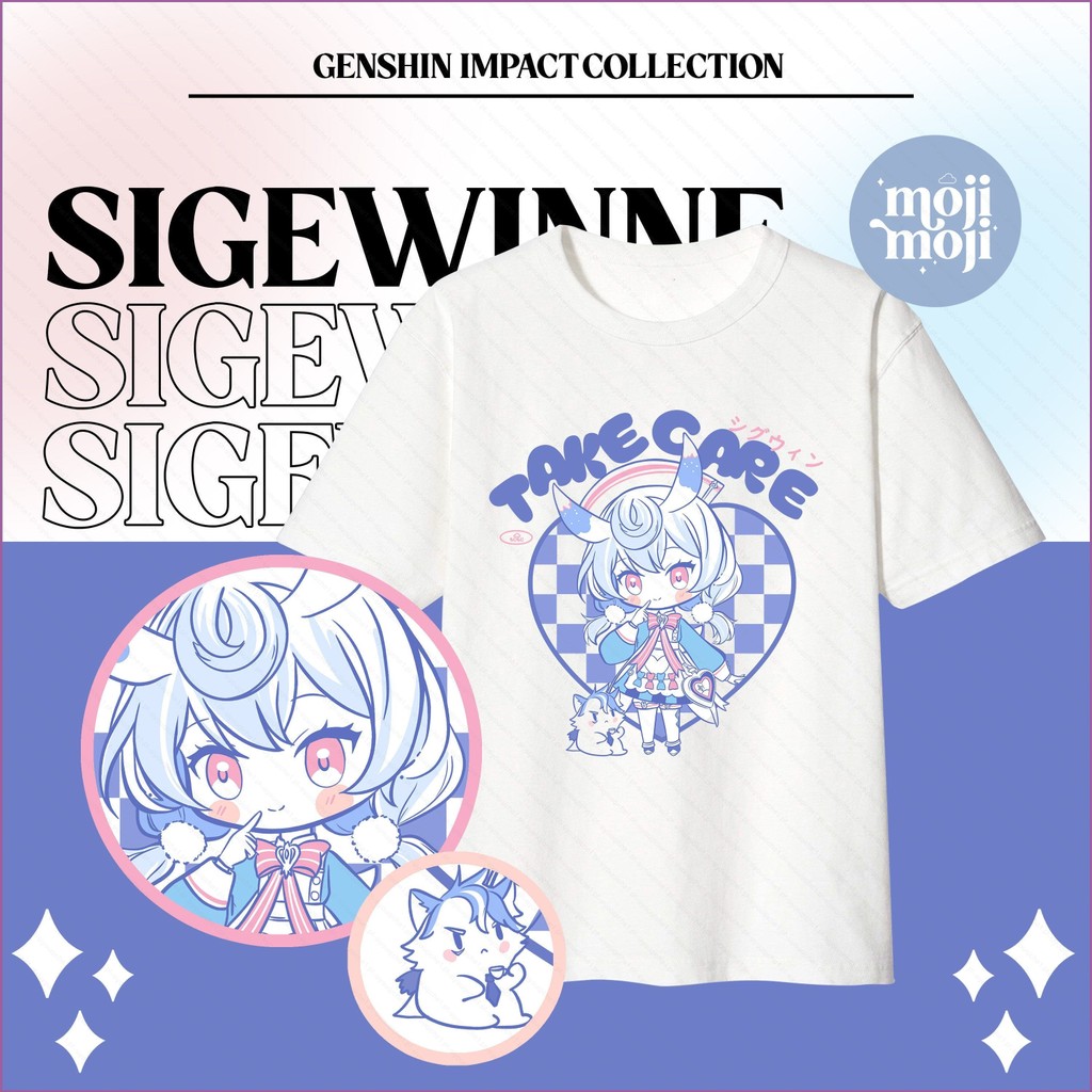 [SY1] Genshin Impact Sigewinne Fan Merch Gaming T 恤可愛淡藍色短袖上衣 | 蝦皮購物