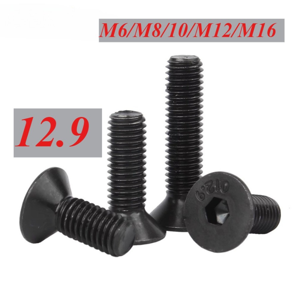 12.9級高強度沉頭內六角螺絲平頭螺絲釘六角螺栓螺釘M6/M8/10/M12/M16 | 蝦皮購物