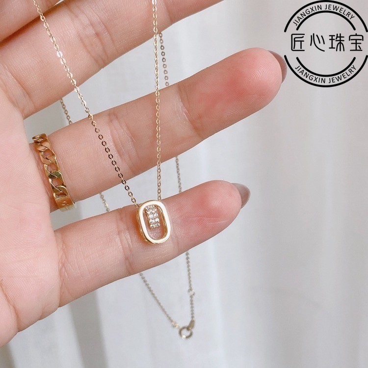 「匠心·純銀項鏈」時來運轉~S925銀鍍14K金 鏤空橢圓滿鋯項鍊 女小圈鎖骨鏈 圓環項鍊 XZM | 蝦皮購物