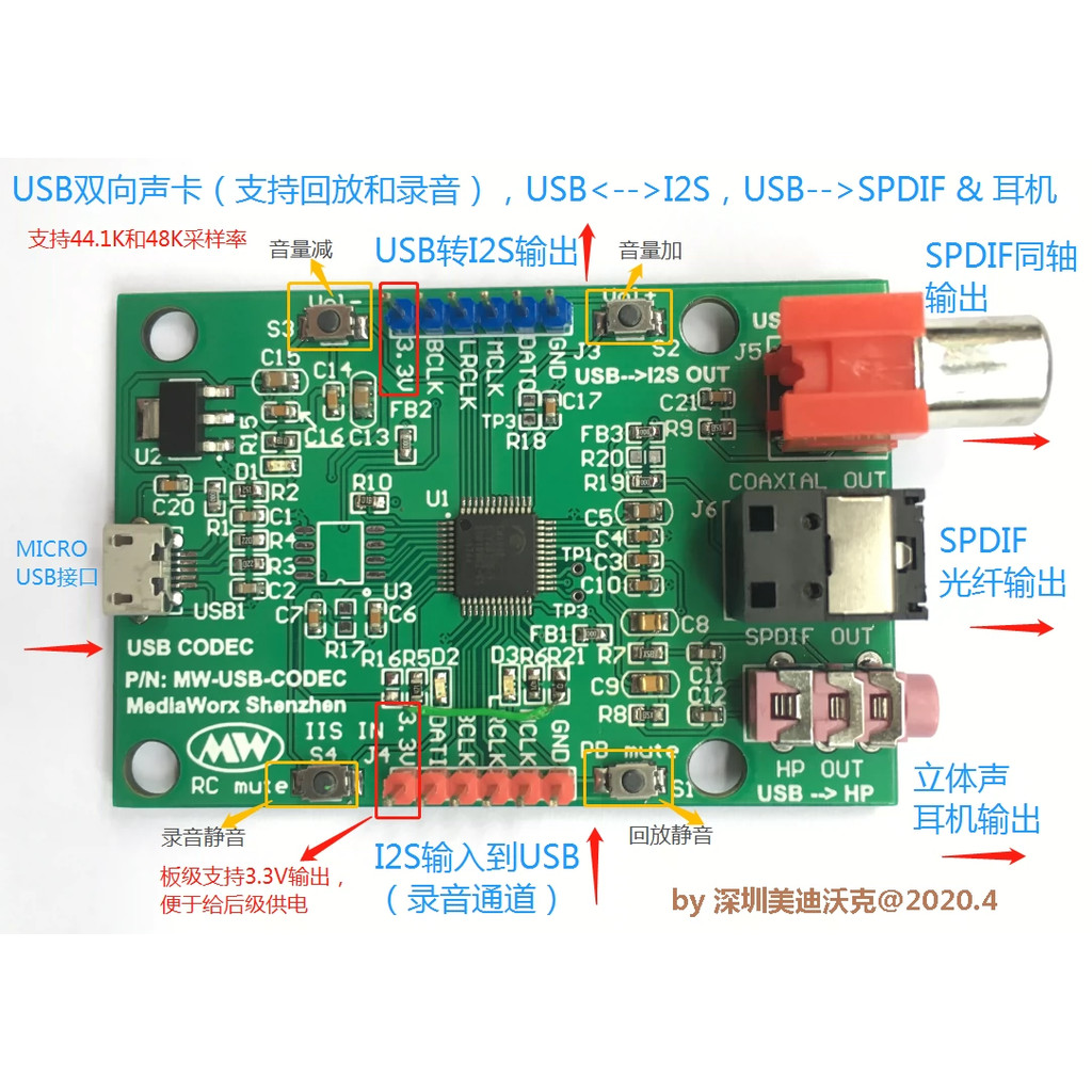 USB聲卡 USB轉I2S USB轉SPDIF 錄音聲卡 | 蝦皮購物