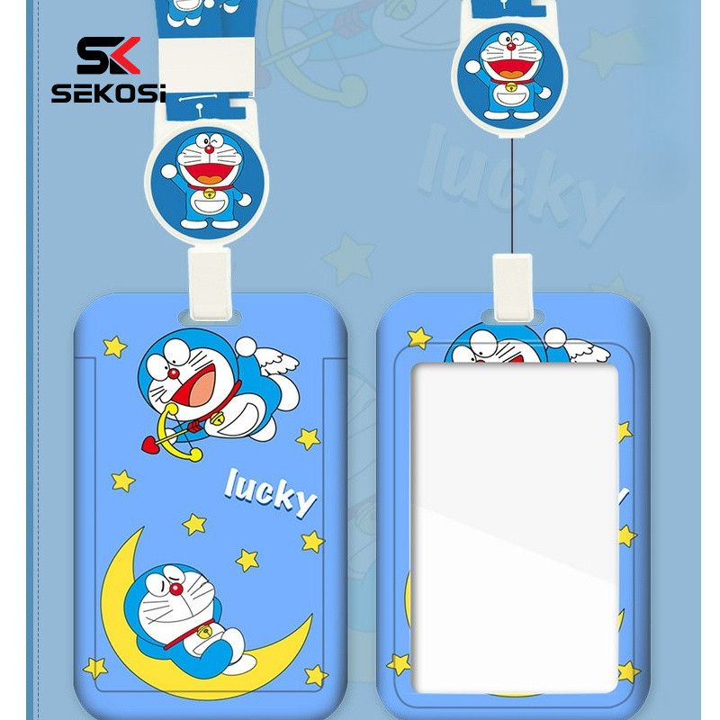SK可拉伸哆啦A夢掛繩姓名牌卡套可裝學生卡身份證公交卡門禁卡防丟套 | 蝦皮購物