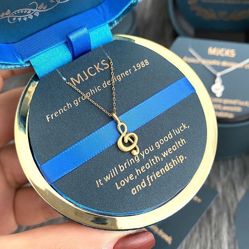 法國設計師簡約時尚音符造型小衆設計S925銀項鏈鎖骨鏈禮物女{Umi尤米} | 蝦皮購物