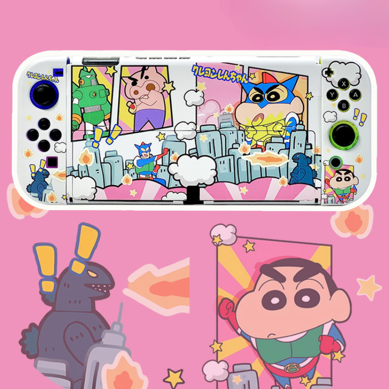 任天堂 Nintendo Switch 配件、防塵罩/底座外殼/外殼/卡片盒/支架、蠟筆小新主題適用於 OLED&V1V | 蝦皮購物