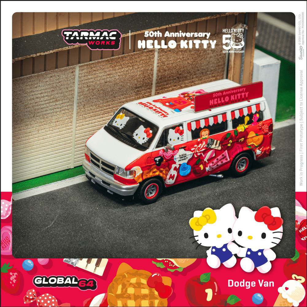 48H出貨—TW 1:64 道奇 Dodge Van Hello Kitty Food Truck 麵包合金車模型 | 蝦皮購物
