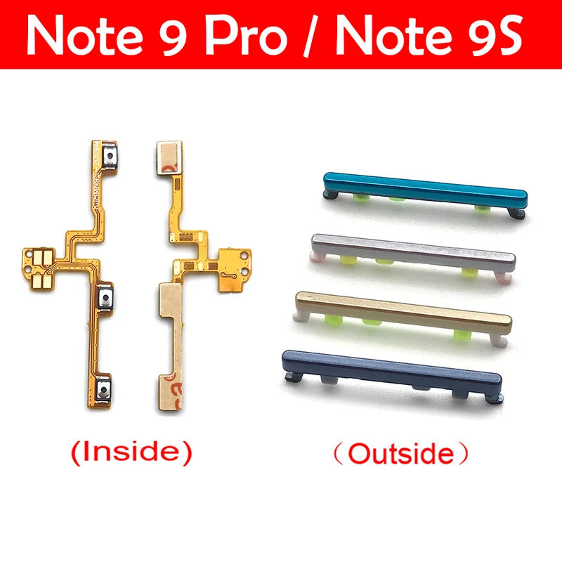 XIAOMI 適用於小米 Redmi Note 9S 9 Pro 更換部件的全新電源音量側鍵按鈕排線絲帶 | 蝦皮購物