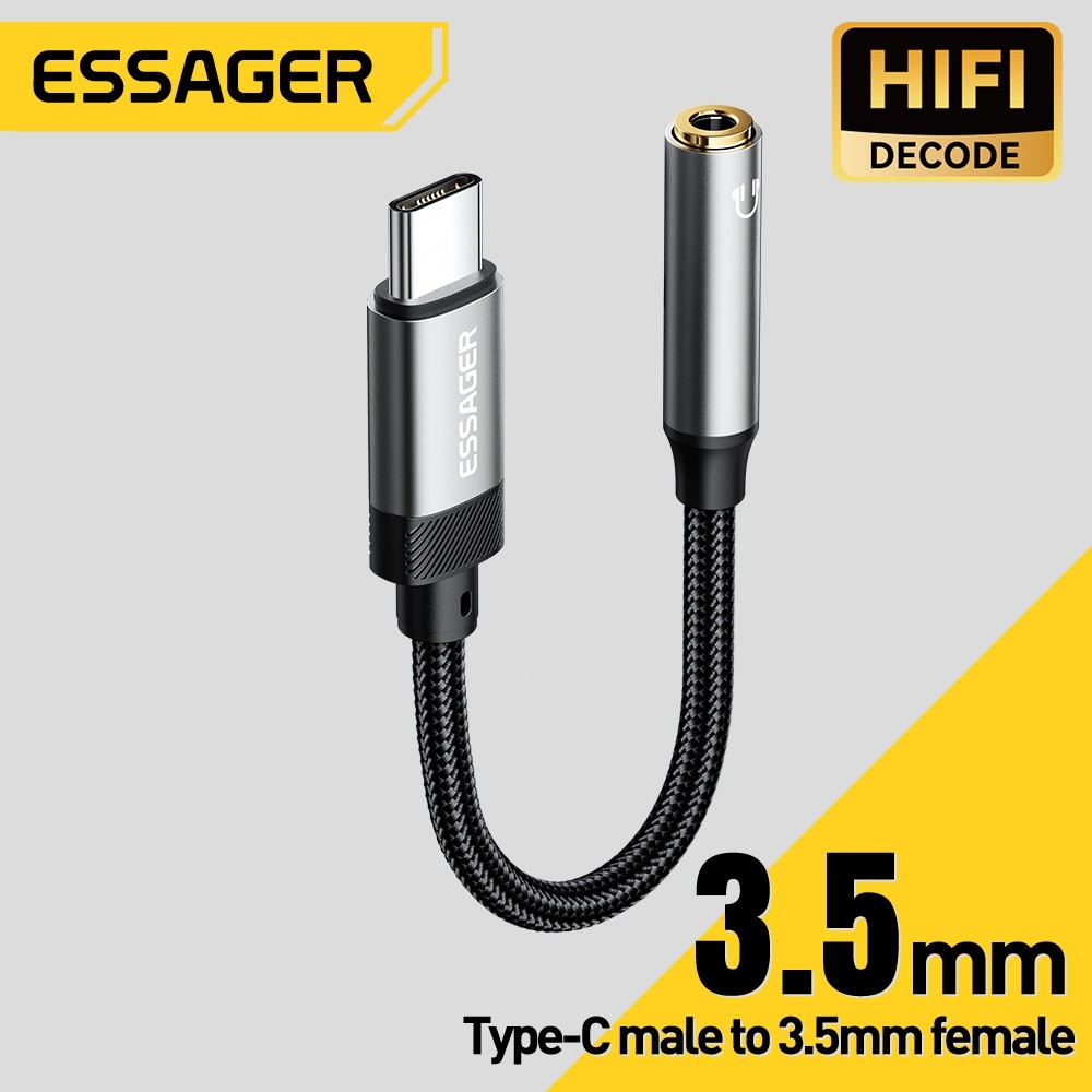 SAMSUNG XIAOMI Essager 3.5 毫米音頻轉換器電纜 USB C 到 3.5 毫米 DAC 芯片耳機 | 蝦皮購物