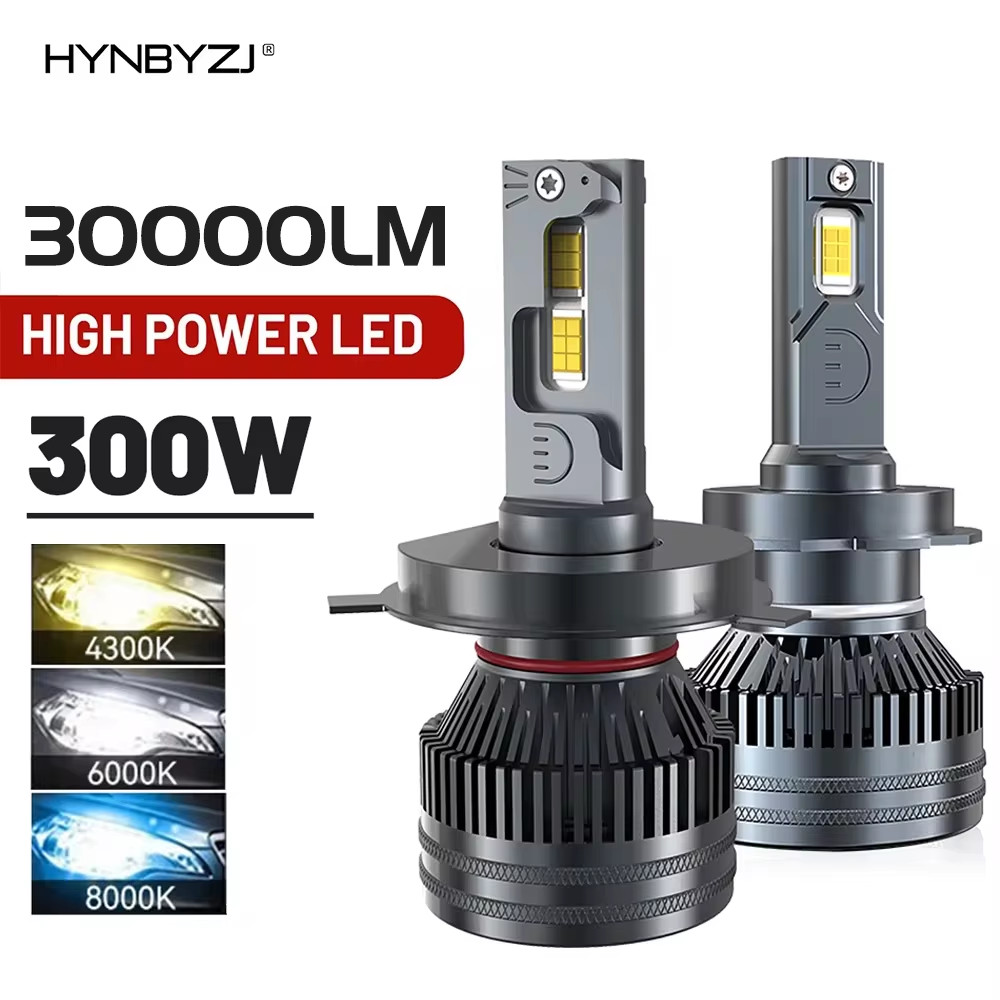 Hynbyzj 300W H7 H4 H11 LED大燈H1 H8 H9 9005 9006 9012渦輪燈4300K | 蝦皮購物
