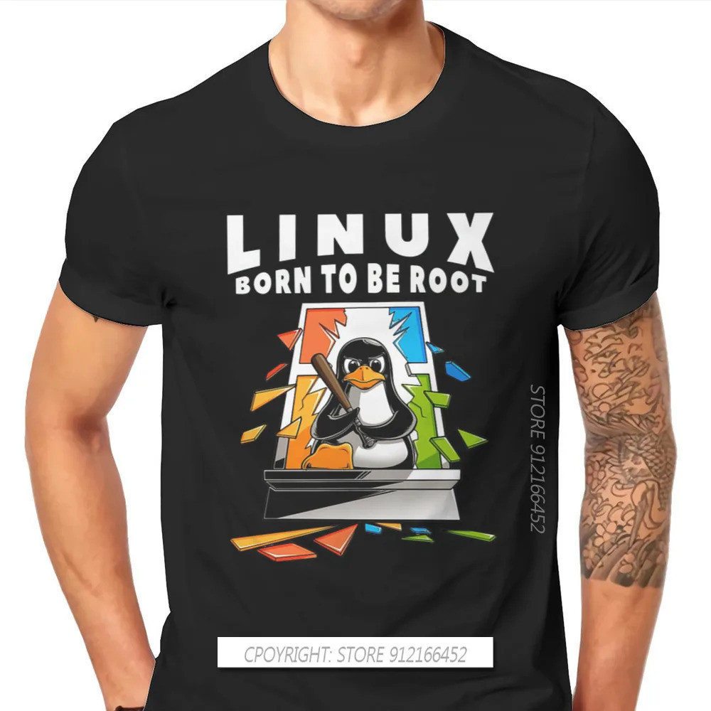 Linux Operating System Tux Penguin Man T 恤 Window Crash Root | 蝦皮購物