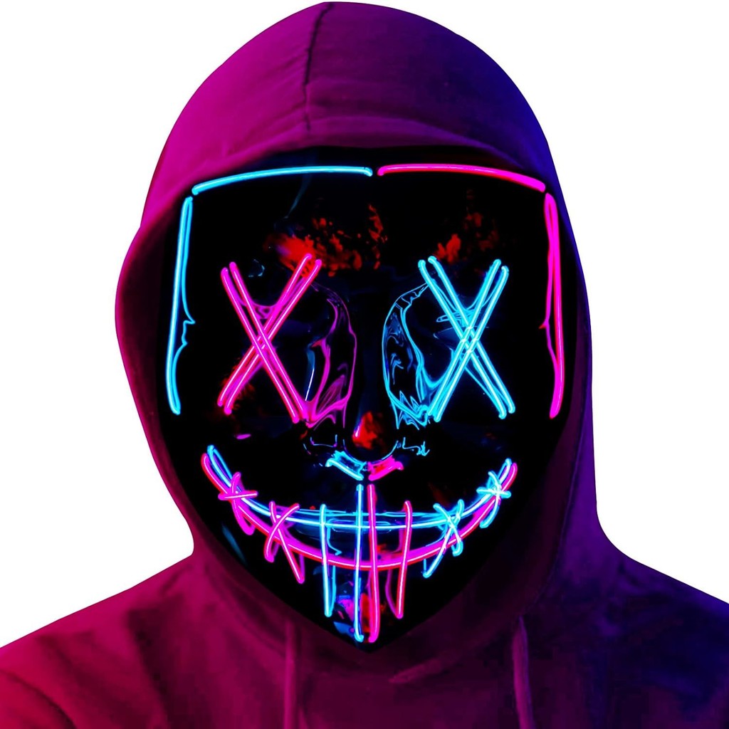 Halloween led luminous mask unisex full face mask萬聖節led發光面具男 | 蝦皮購物