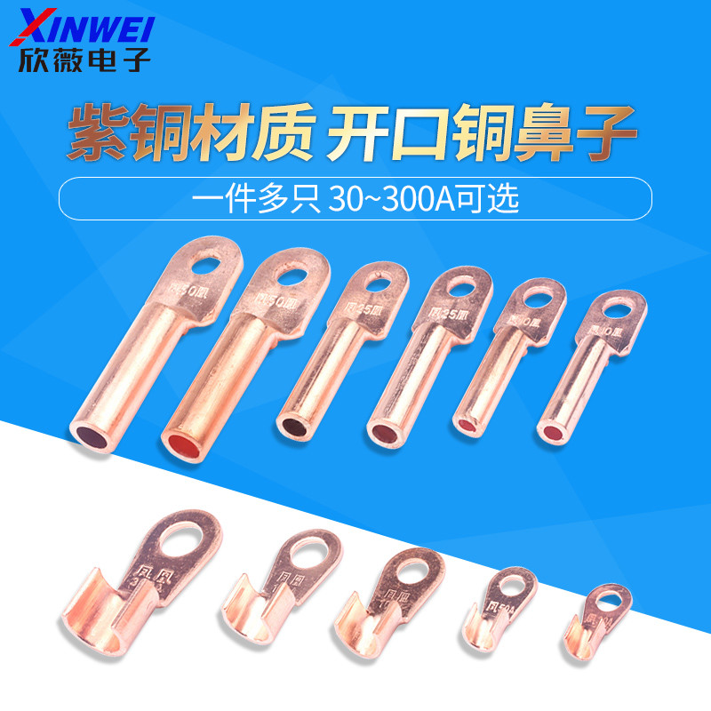 OT開口鼻DT銅鼻子銅接頭圓孔線耳電纜接線端子30A50A100A10平方mm | 蝦皮購物