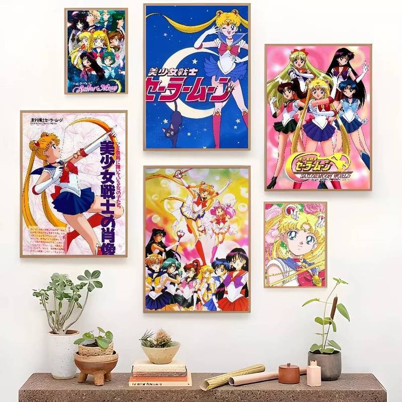 SAILOR MOON 美少女戰士復古動漫海報帆布畫DIY房間裝飾酒吧咖啡廳卡哇伊風格 | 蝦皮購物